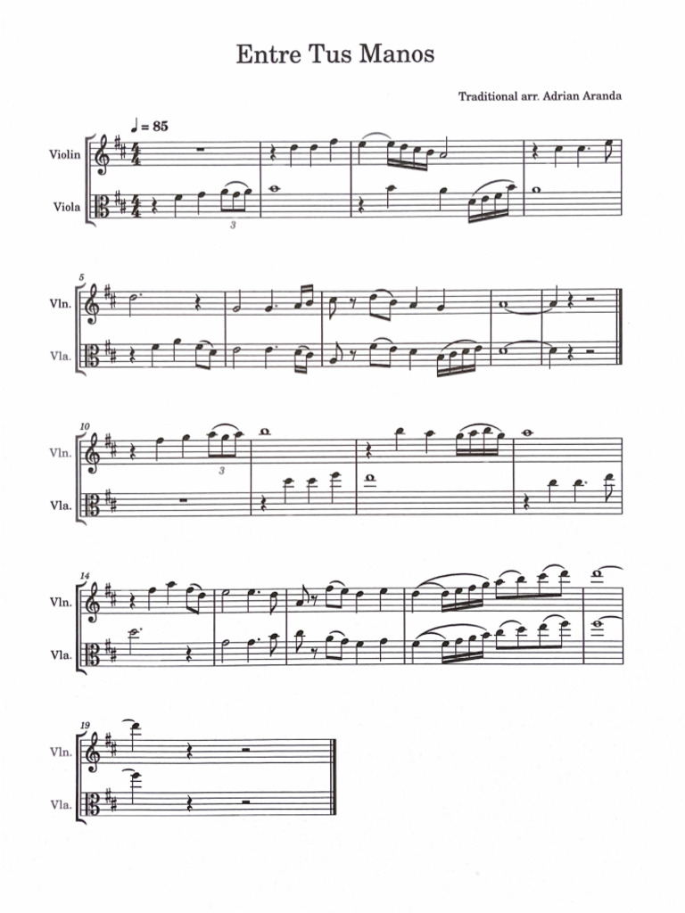 Entre Tus Manos Score | PDF