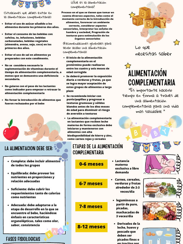 Triptico Alimentacion Complementaria | PDF | Alimentos | Bebida
