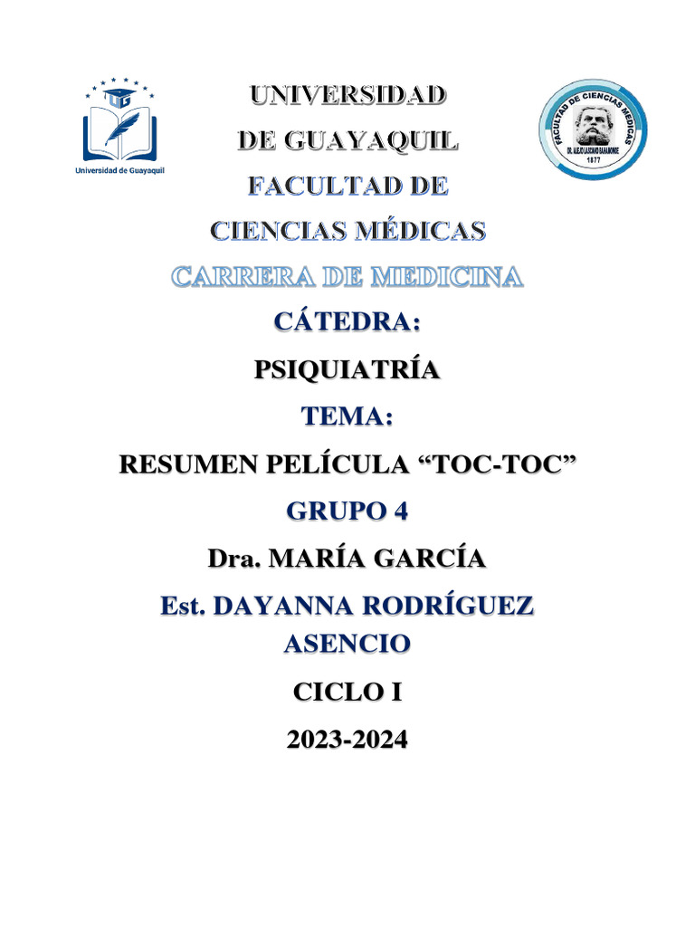 Análisis de TOC en "Toc-Toc" | PDF | Desorden obsesivo compulsivo | Las emociones