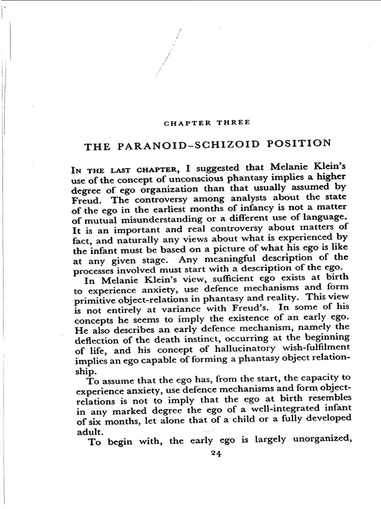 The Paranoid-Schizoid Position | PDF