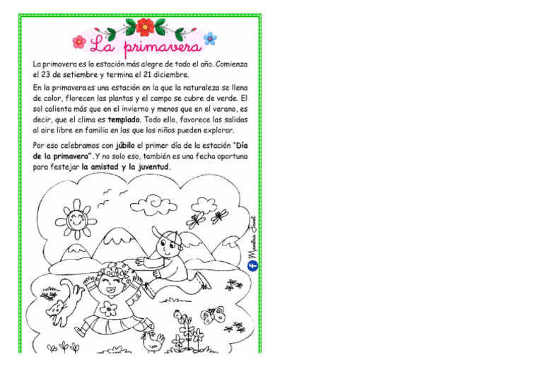 Ficha de La Primavera para Primaria | PDF
