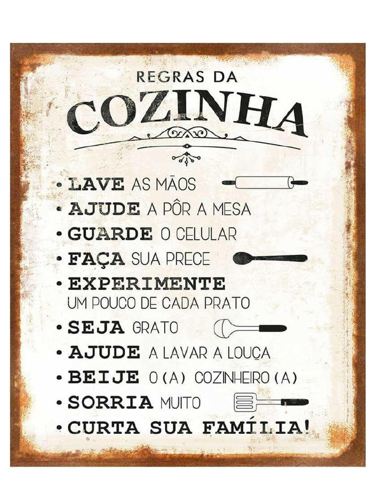 Regras Da Cozinha - Imprimirr | PDF