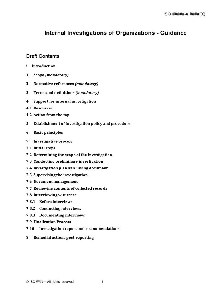 OUTLINE-Internal Investigations of Organizations - Guidance | PDF ...