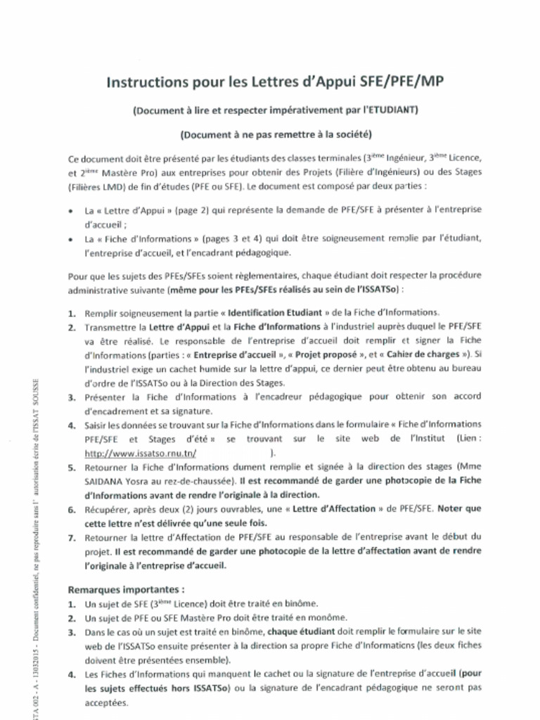 Lettre D'appui PFE | PDF