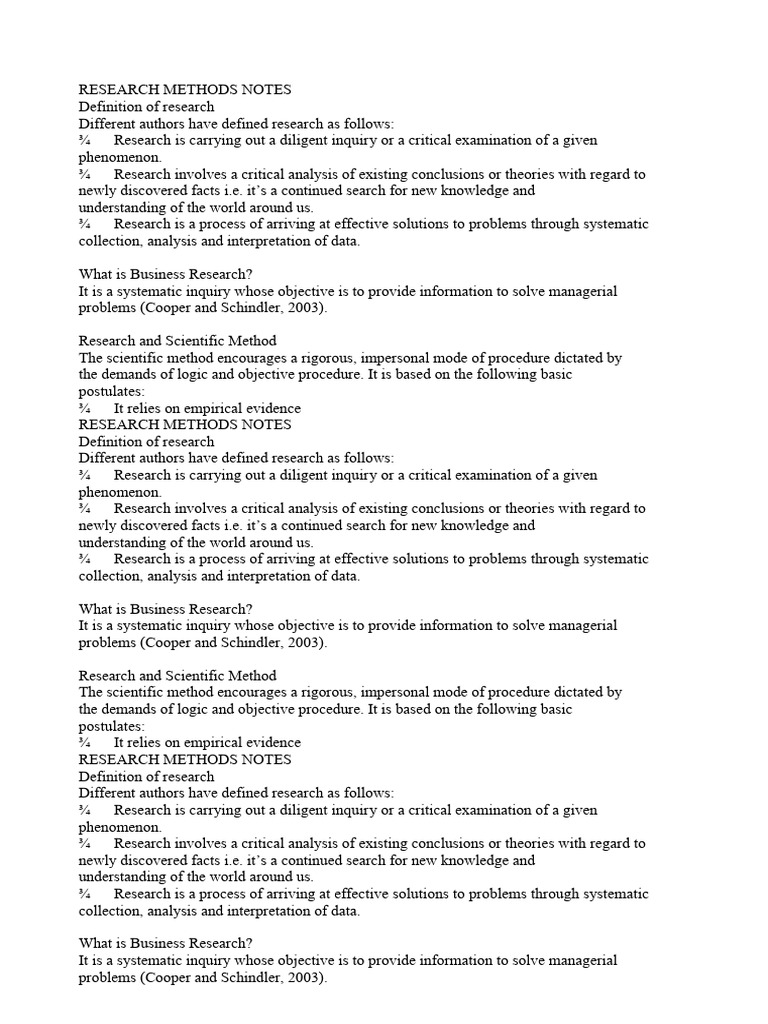 Research Methods Notes Tuk | PDF