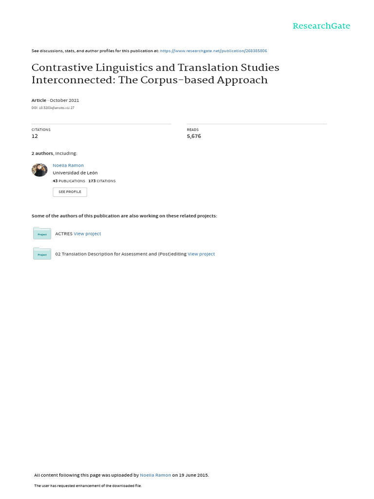 Contrastive Linguistics and Translation Studies in | PDF | Linguistics ...