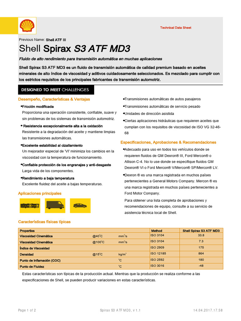 Shell Spirax S3 ATF MD3 | PDF