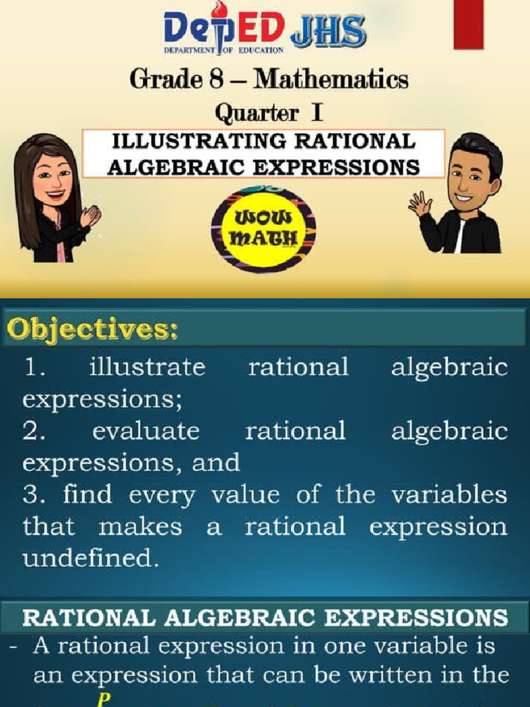 Illustrating Rational Algebraic Expression G8 | PDF