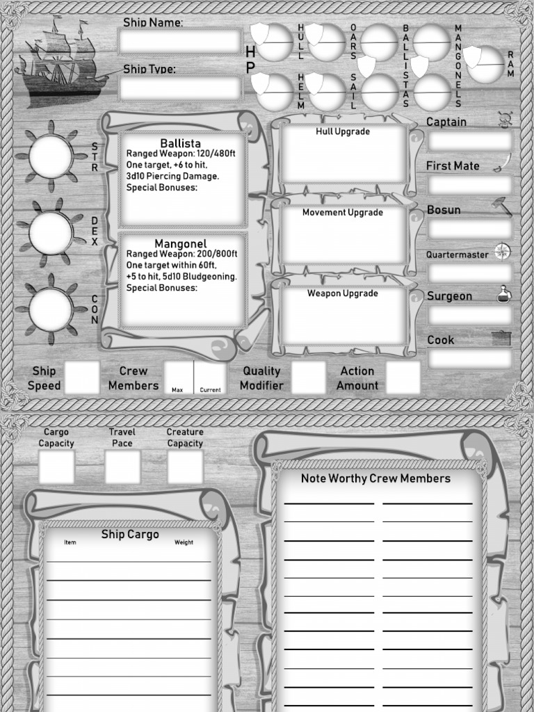 Saltmarsh Ship Stats Sheet | PDF