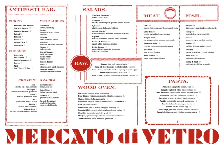 Vetro Restaurant Menu Overview | PDF | Salad | Mediterranean Cuisine