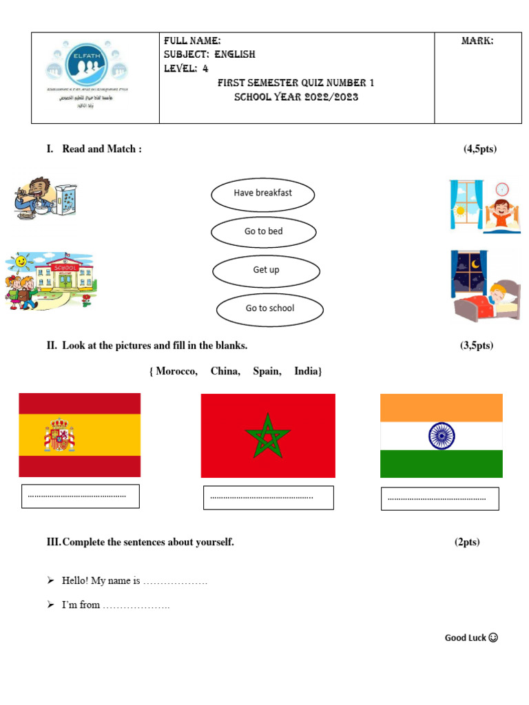 Quiz 4th Grade 1 | PDF