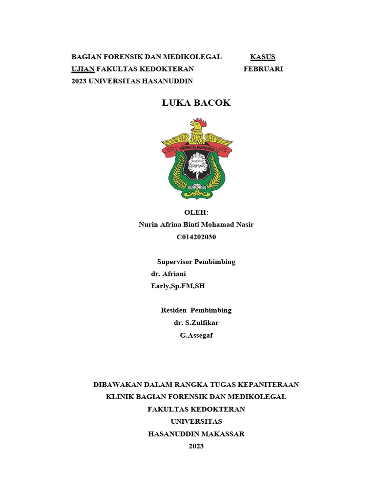 Kasus Luka Bacok di Forensik Medis 2023 | PDF | Sains & Matematika