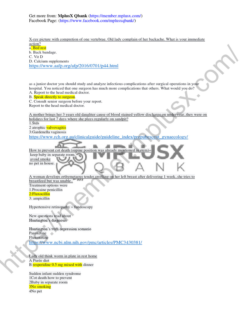 MAR 2019 - MplusX QBank | PDF | Spinal Cord | Causes Of Death
