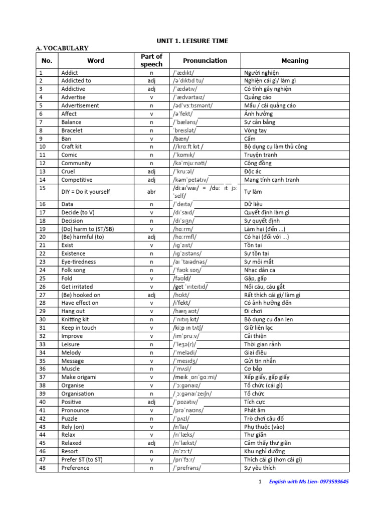 Leisure Time Vocabulary and Activities | PDF