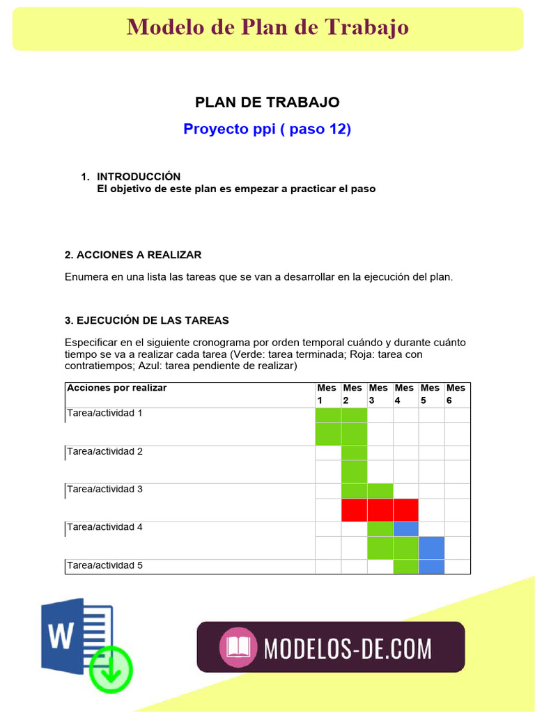 Modelo de Plan de Trabajo | PDF