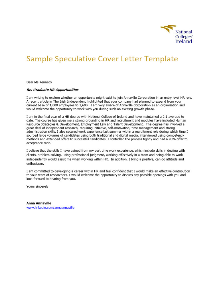 Speculative Cover Letter Template 2 | PDF