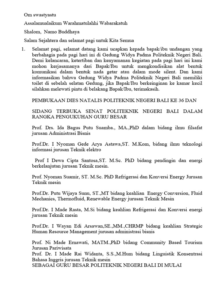 draft MC Pengukuhan Guru Besar | PDF