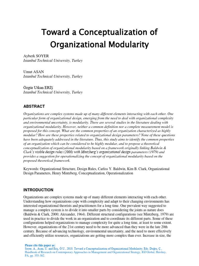Organizational Modularity | PDF | Modularity | System