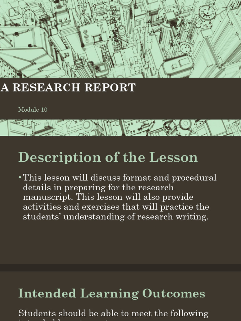 Module 10 WRITING A RESEARCH REPORT Discussion | PDF