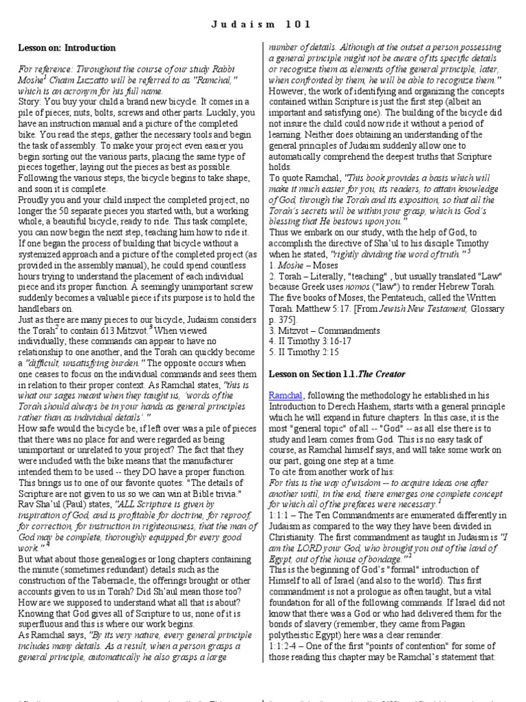 Judaism 101 Lessons | PDF | Genesis Creation Narrative | Adam And Eve
