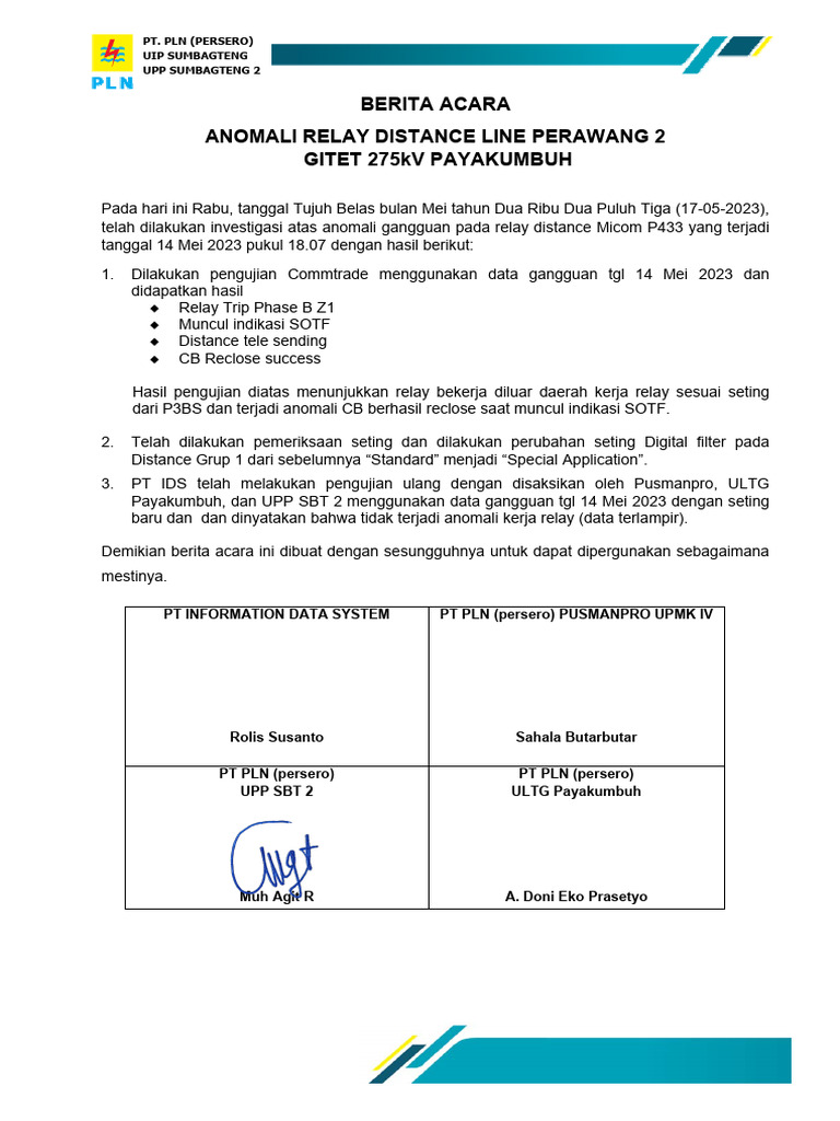 BA Anomali Relay Distance Alstom P443-1 | PDF