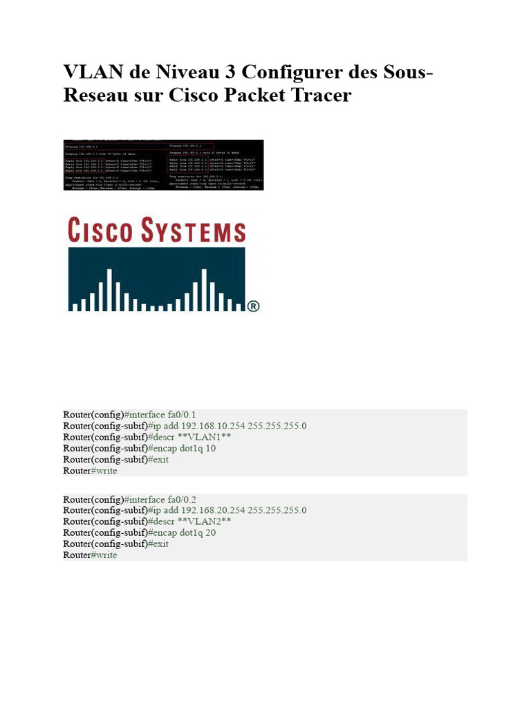 VLAN de Niveau 3 Configurer Des Sous | PDF VLAN de Niveau 3 Configurer Des Sous | PDF