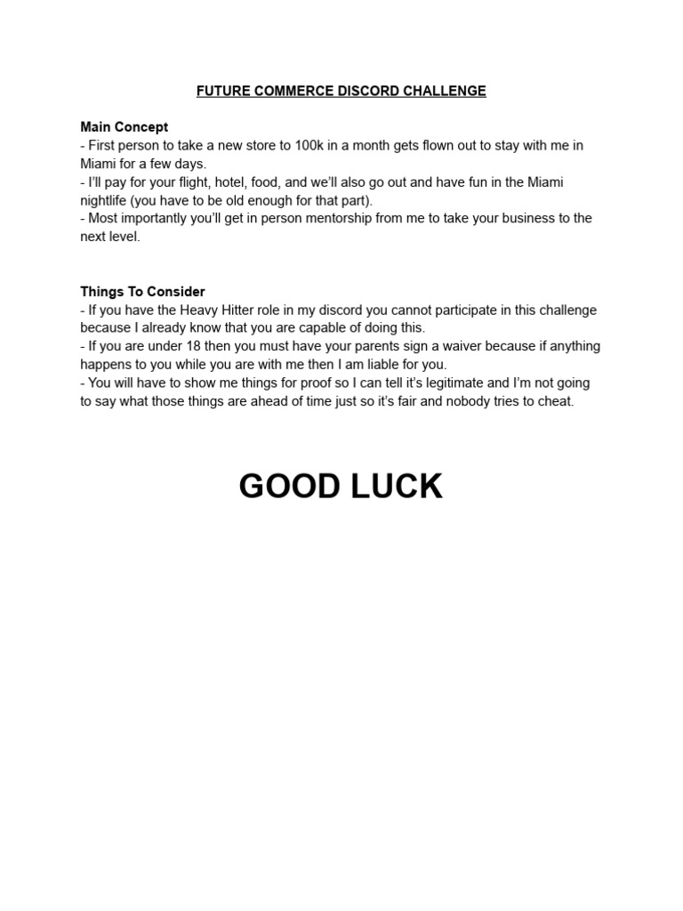 Future Commerce Discord Challenge Document | PDF