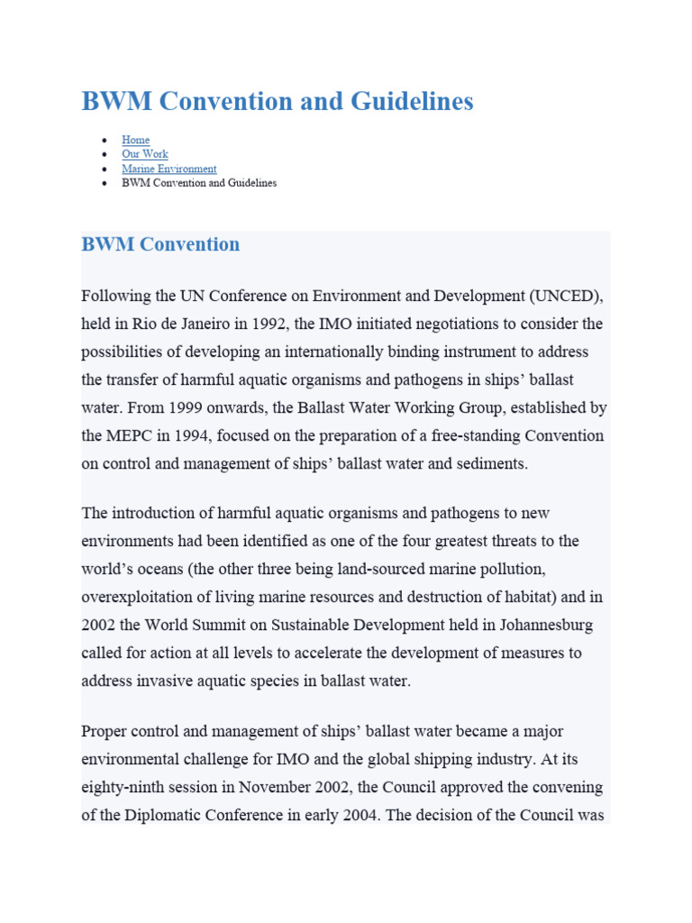 BWM Convention and Guidelines | PDF