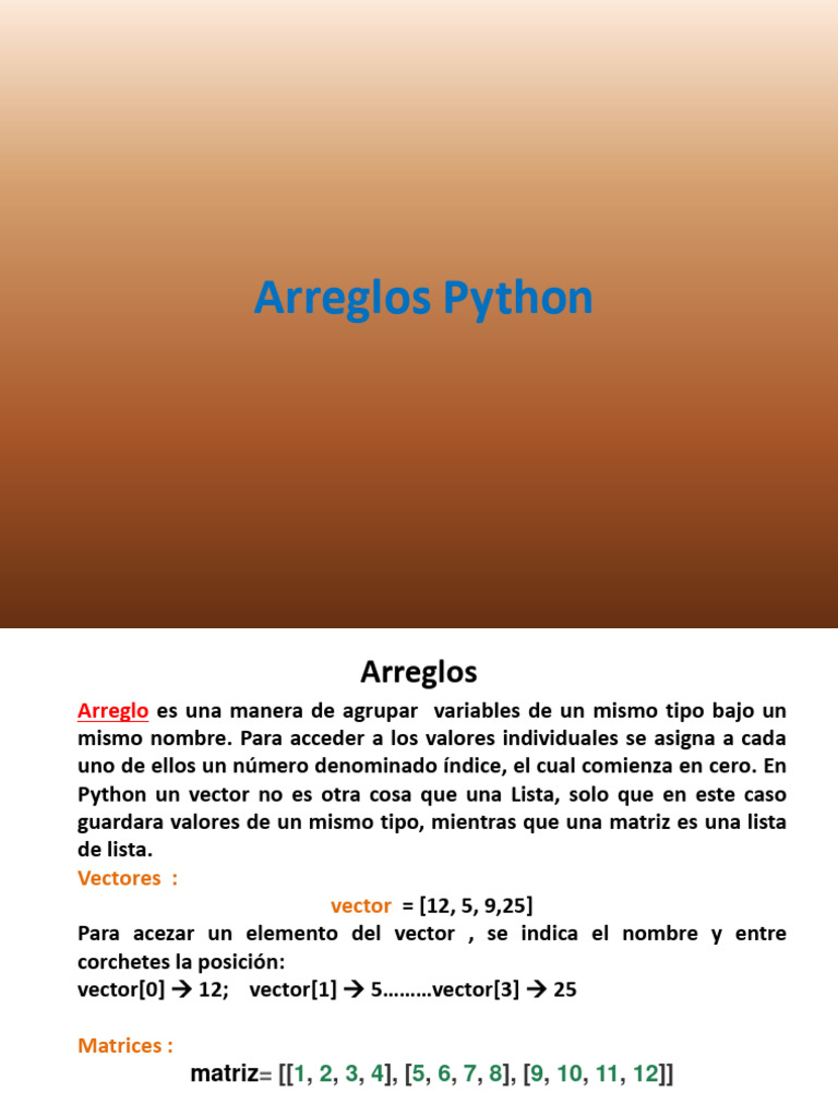 Arreglos En Python Pdf