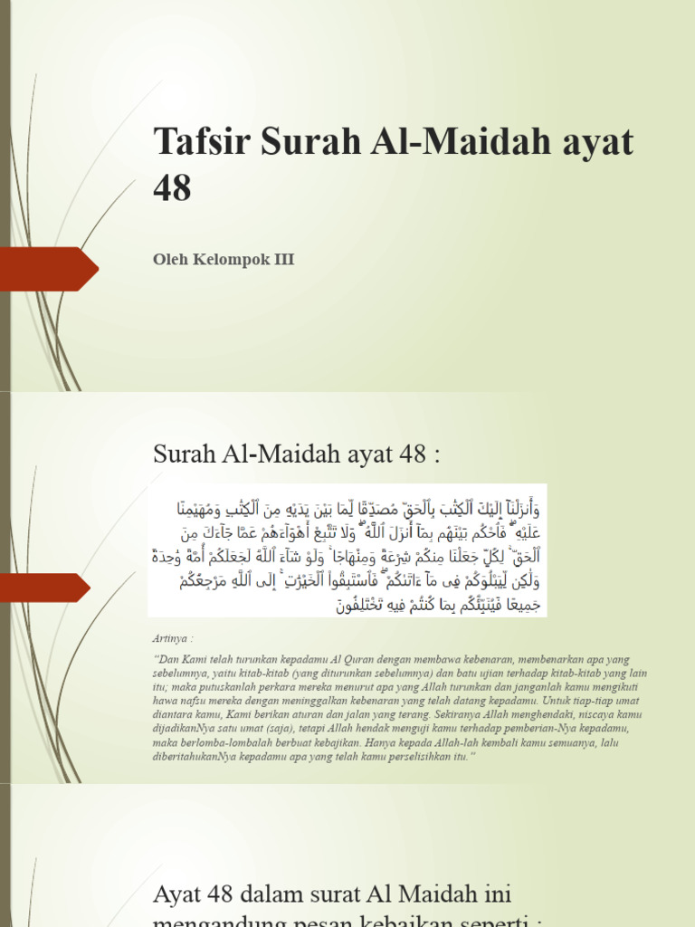 Tafsir Al-Maidah Ayat 48 dan Artinya | PDF