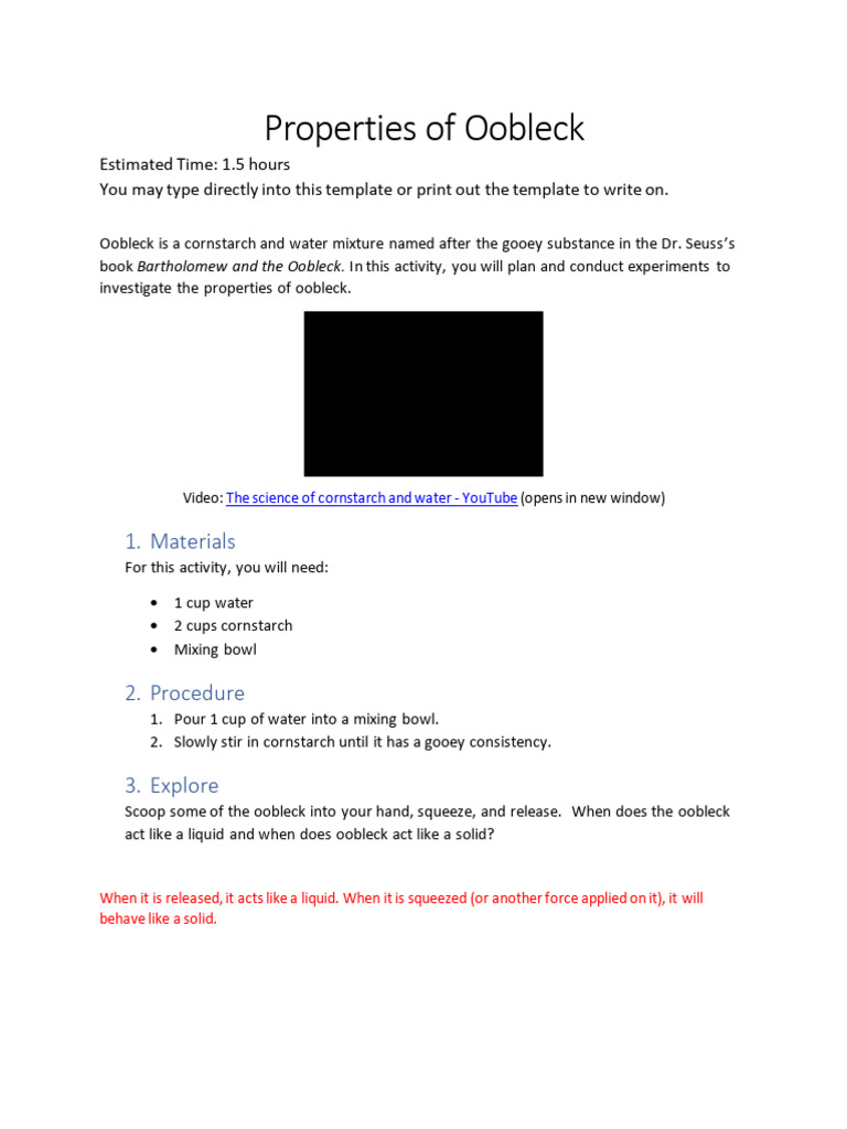 Properties of Oobleck | PDF
