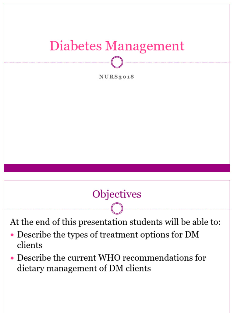 Diabetes Management - Lecture 2 | PDF