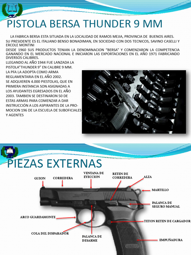 Bersa Thunder 9MM | PDF | Pistola | Revólver
