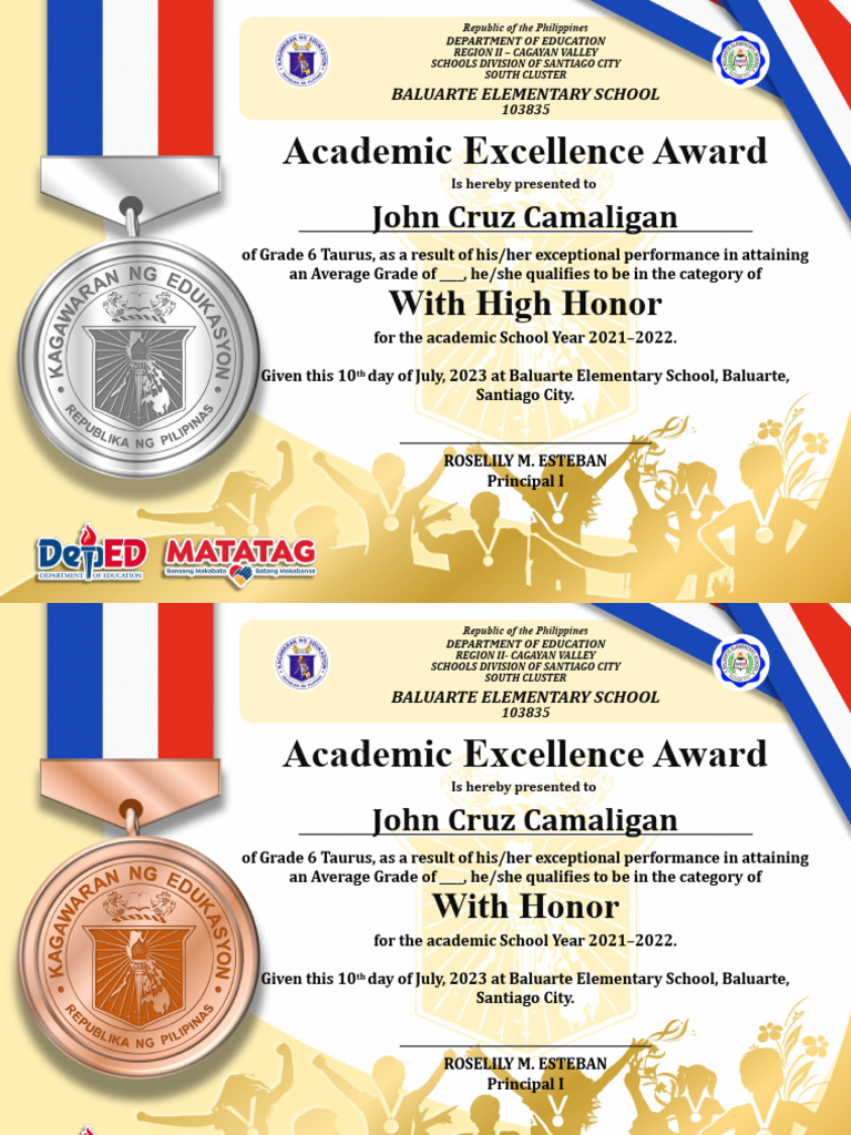 Certificate For Recognition Academic - Subject - Excellence - Guest ...