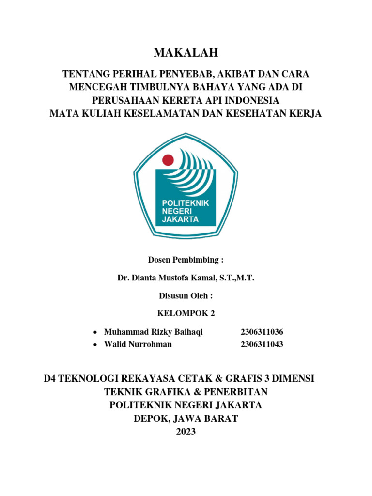 Makalah K3 Kelompok 1 Tentang Keselamatan Dan Kesehatan Kerja Di ...