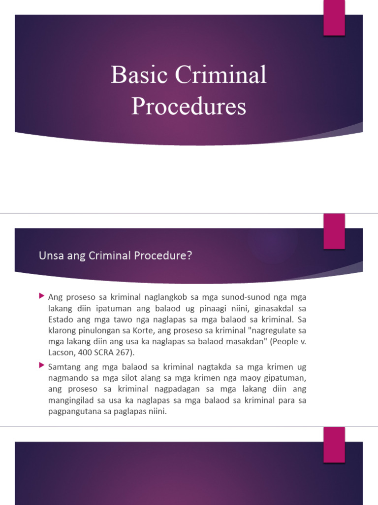 Basic Criminal Procedures Module | PDF