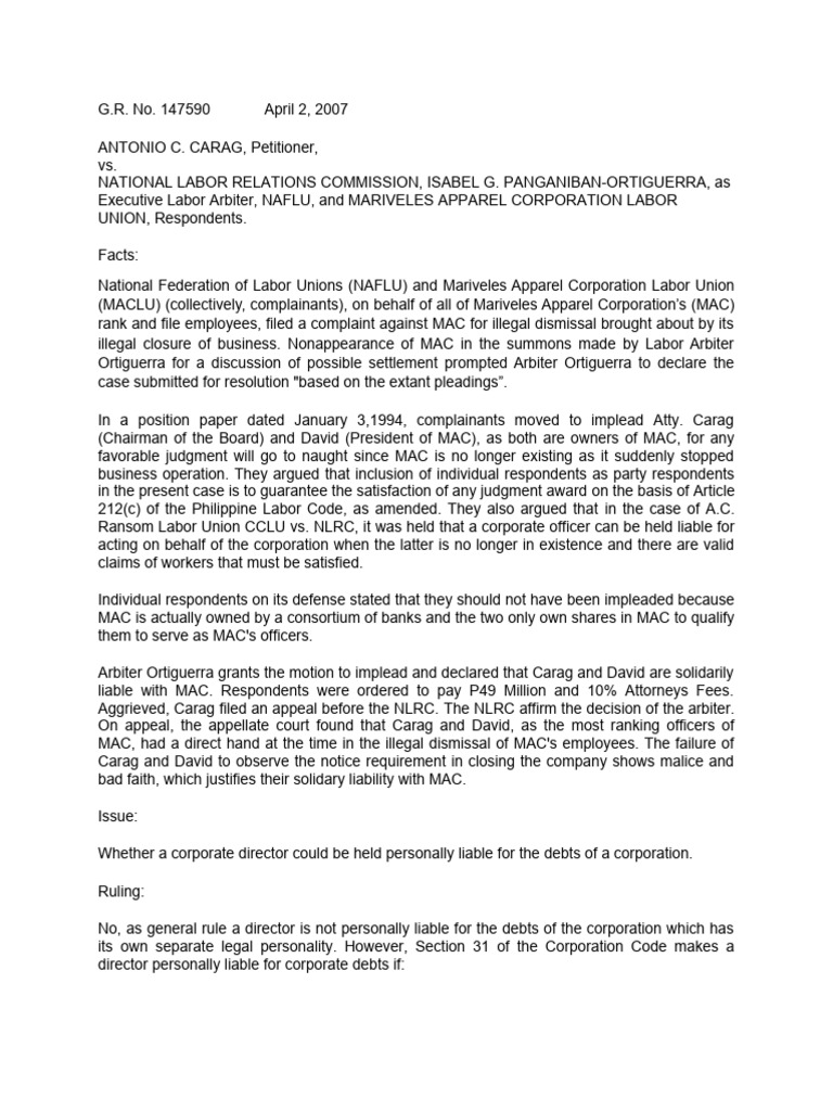 Carag Vs NLRC | PDF