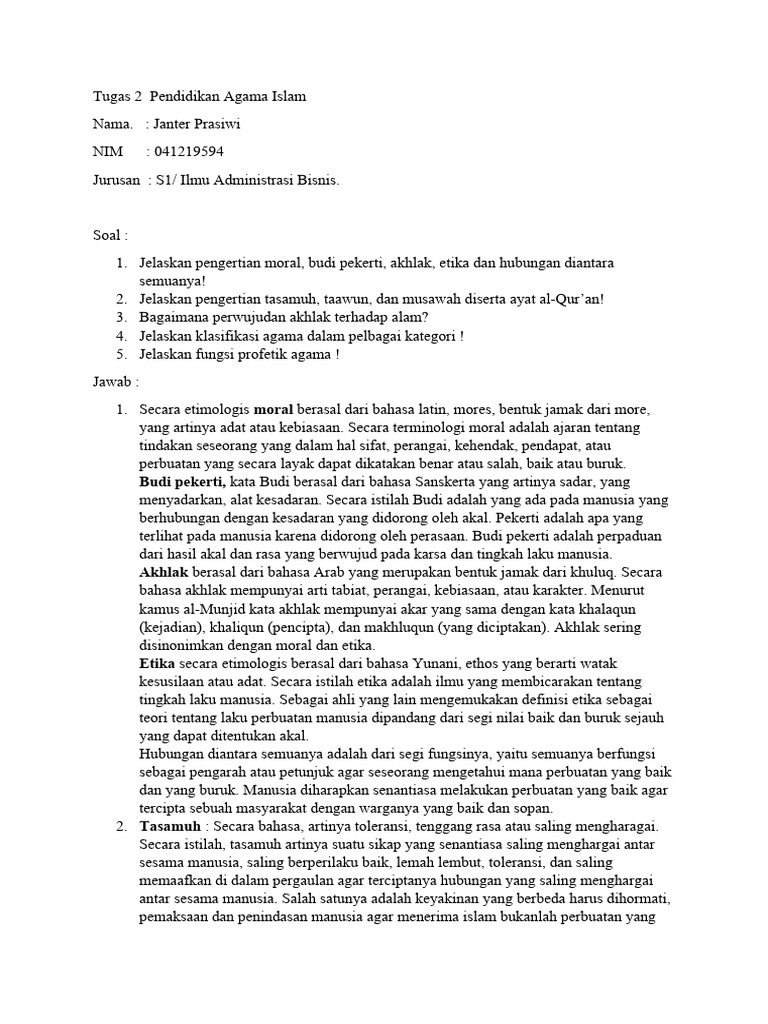 Tugas 2. Pendidikan Agama Islam | PDF
