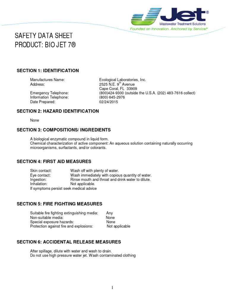 Qa Sal 101 Bio Jet 7 SDS | PDF