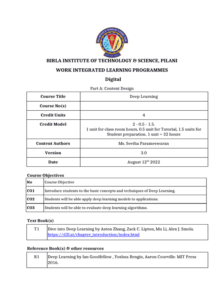 Deep Learning DSE Handout Regular v3.0 | PDF