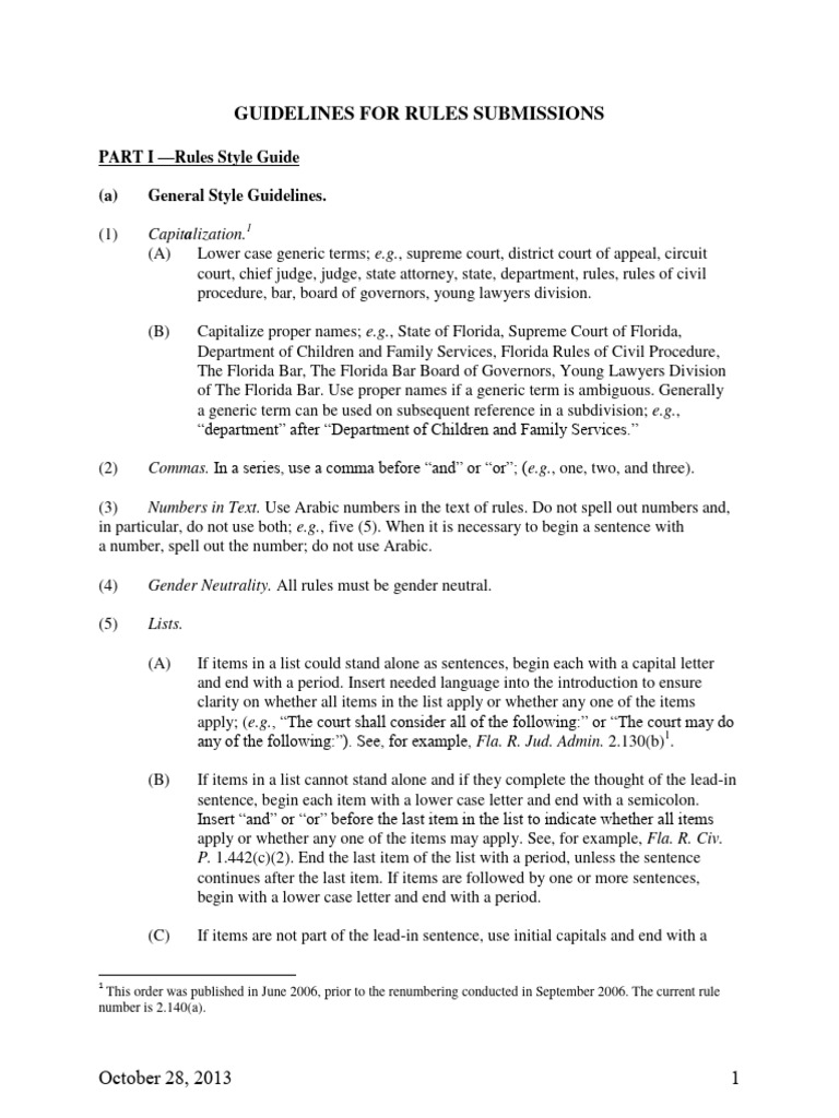 Guidelines For Rules Submissions | PDF