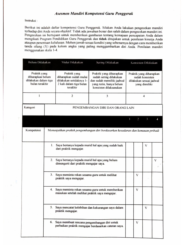 Asesmen Mandiri Kompetensi Guru Penggerak | PDF
