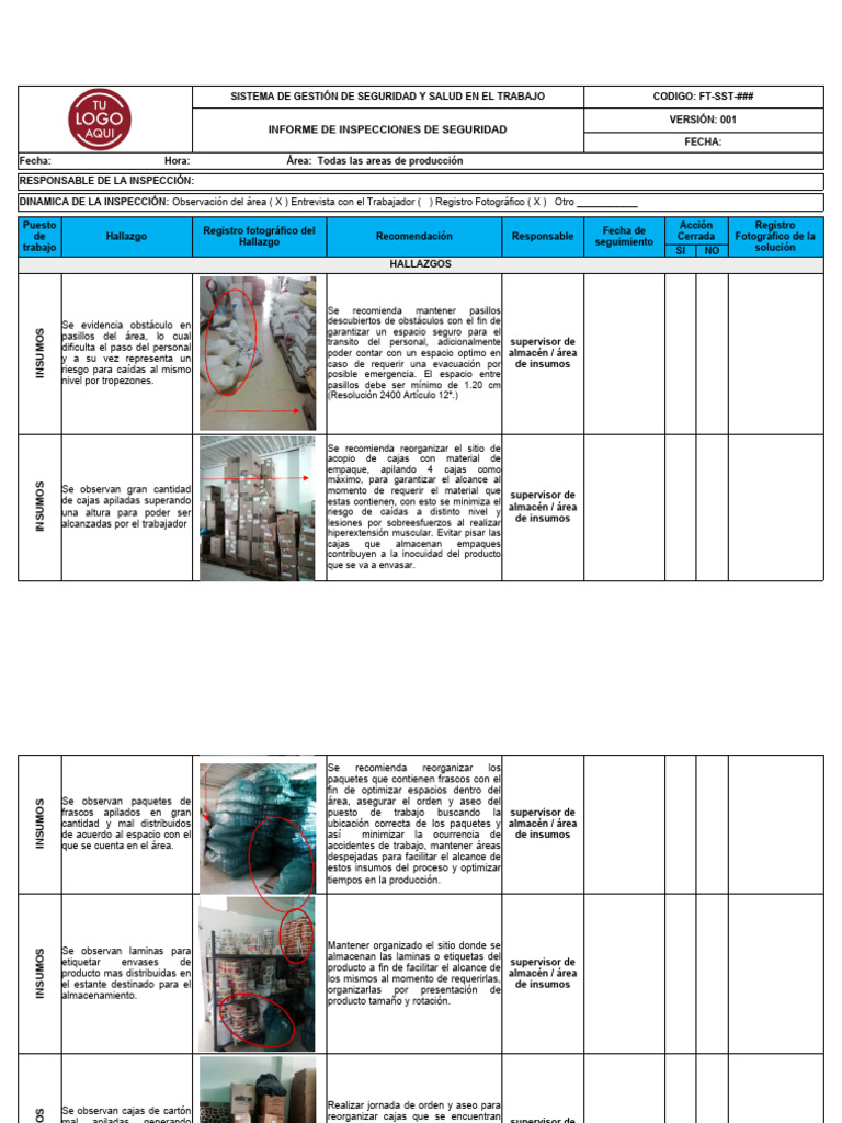 Formato Informe Inspección de Seguridad | PDF