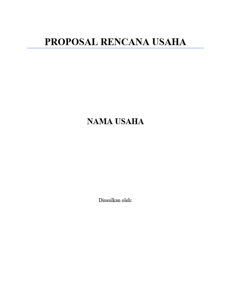 Contoh Proposal Rencana Usaha | PDF