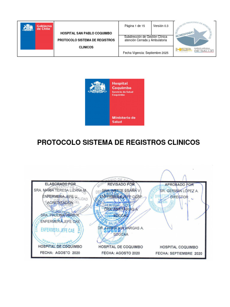Protocolo Sistema de Registros Clinicos | PDF