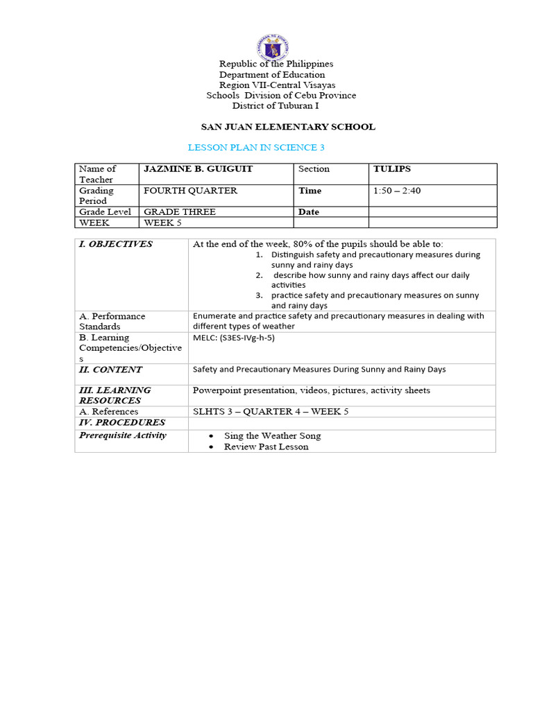 Science 3 - Q4 - W5 | PDF | Teachers | Learning