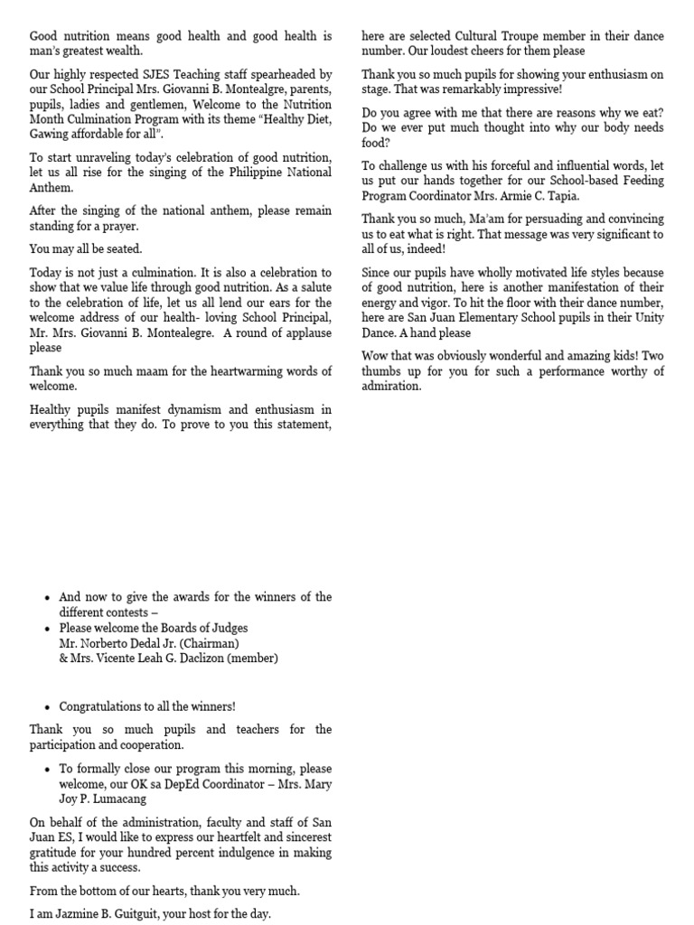 Nutrition Month Script Tagalog Template Ppt Sidang Tesis