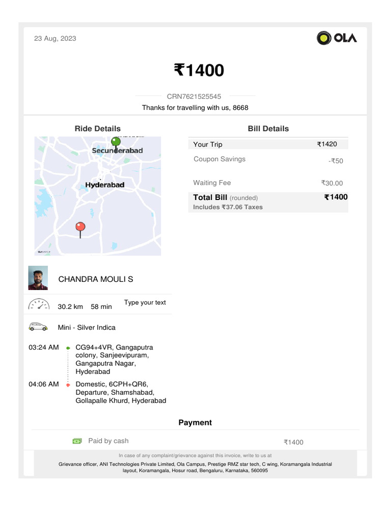 Ola Invoice | PDF