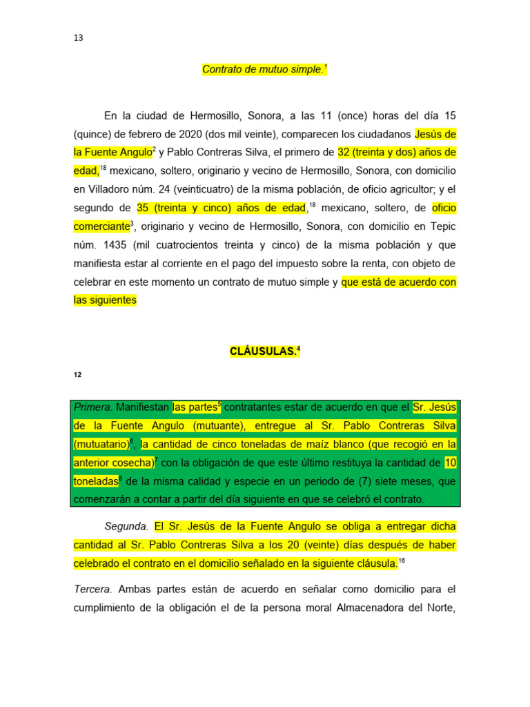 Contrato de Mutuo Simple | PDF