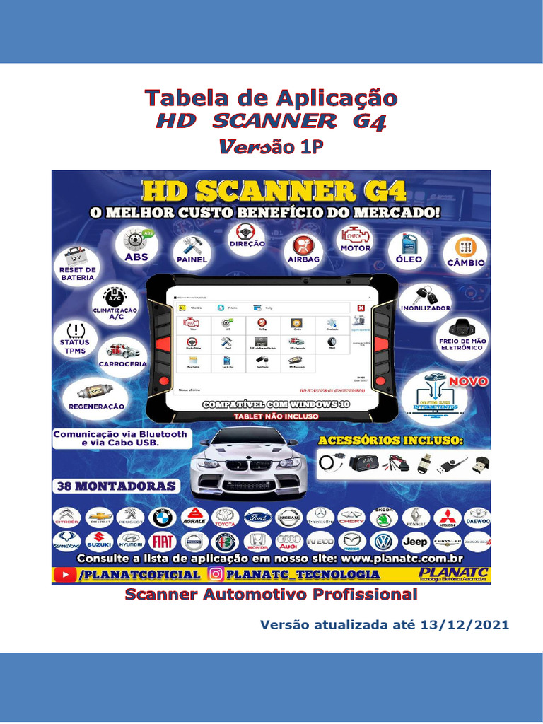 Tabela Aplicação HD SCANNER G4 Versão Paga (13.12.2021) | PDF | Carro ...